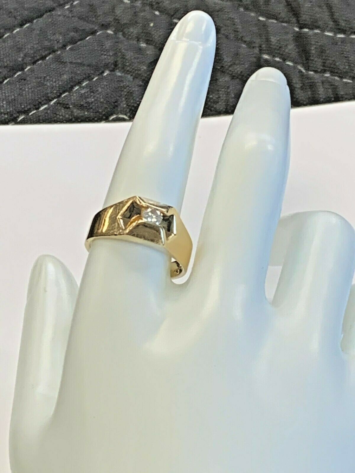 CRESCENT 14K SOLID YELLOW GOLD DIAMOND MENS RING ESTATE ABXXX | eBay