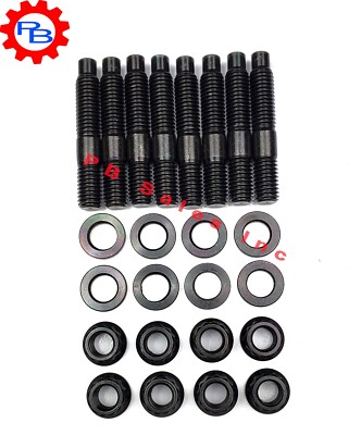 Exhaust manifold M8x1.25 Studs washers & 12 point flange Nut Qty 8 | eBay