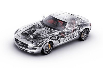 MERCEDES BENZ SLS AMG CAR CUTAWAY POSTER PRINT 24x36 HI RES 9 MIL PAPER ...