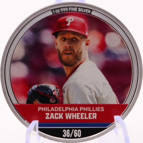 Zack Wheeler MLB Trading Coin 1 oz Silver - Niue - NZ Mint 36/60 .999 ...