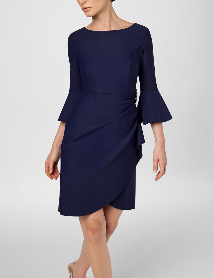 Alex Evenings Womens Slimming Short Dress with Bell Sleeves Petite and ...