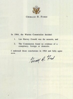 GERALD FORD Signed 'JFK Warren Commission' Letter - US President ...