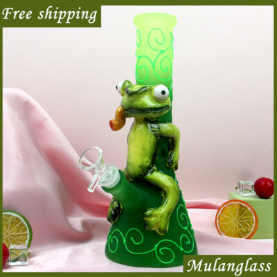 Cutty Glass Tobacco Pipe Smoking Frog 3D Cartoon Bong Glass Water Pipe ...