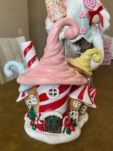 NEW PEPPERMINT SQUARE GINGERBREAD HOUSE WHIMSICAL PINK RED YELLOW | eBay