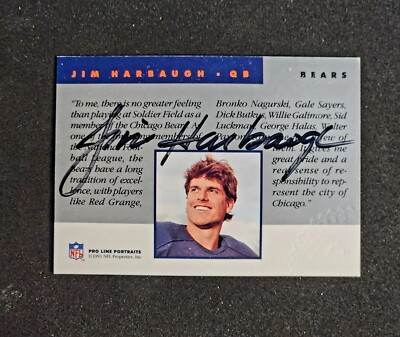 1991 Proline Portraits Autograph JIM HARBAUGH NFL Bears Auto Autograph ...