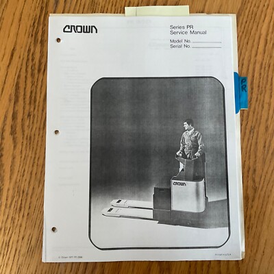 Crown PR Series SERVICE REPAIR MANUAL ELECTRIC PALLET JACK ...