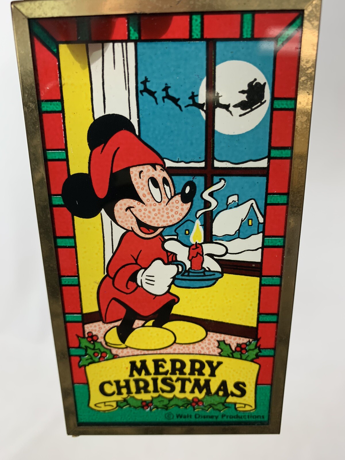 Mickey Mouse Flat Metal Edging Tinted Christmas Ornament Vintage Rare ...