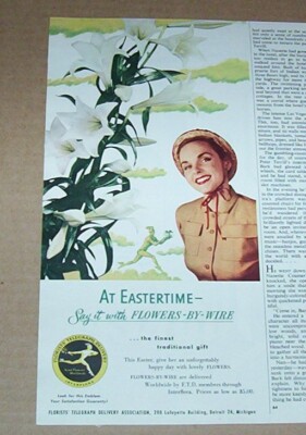 1950 print ad -FTD Florist Telegraph Delivery flowers-by-wire Easter ...