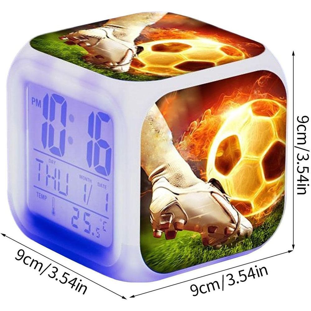 Plastic Football Alarm Clock Square Table Clock Digital Clock Kids Gift ...