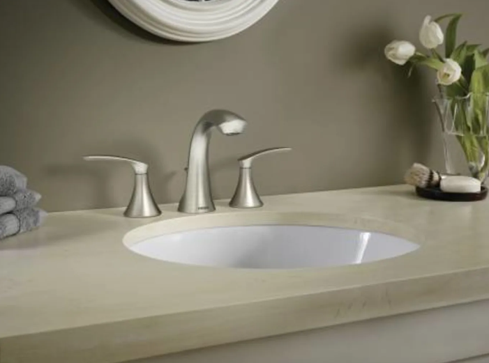 Moen 84550 Darcy 1.2GPM Center set Two Handle High Arc Bathroom Faucet ...