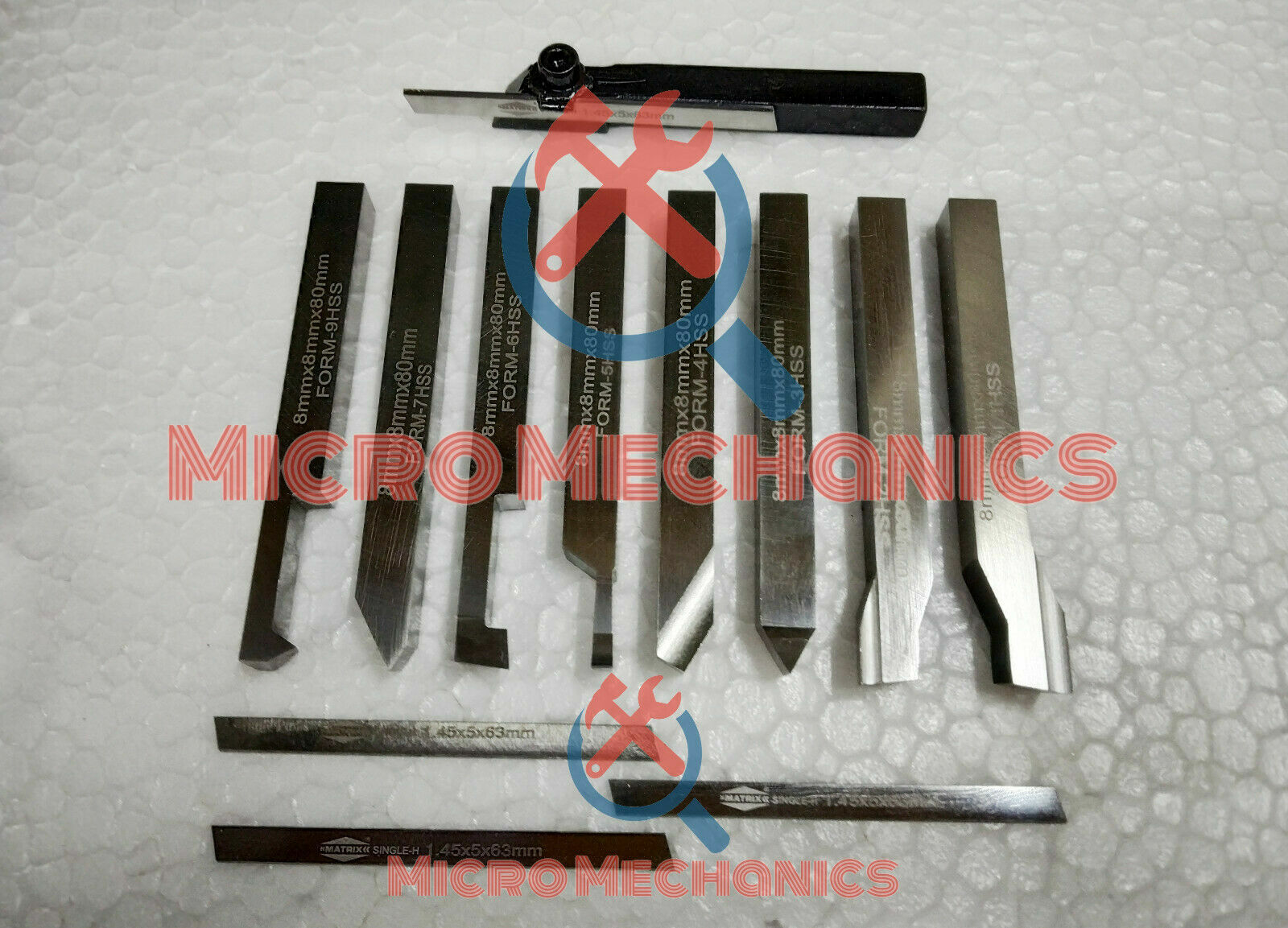 8mm x 80mm HSS Lathe Form Tools 8 Pcs + 8mm Parting Holder Kit For Emco ...