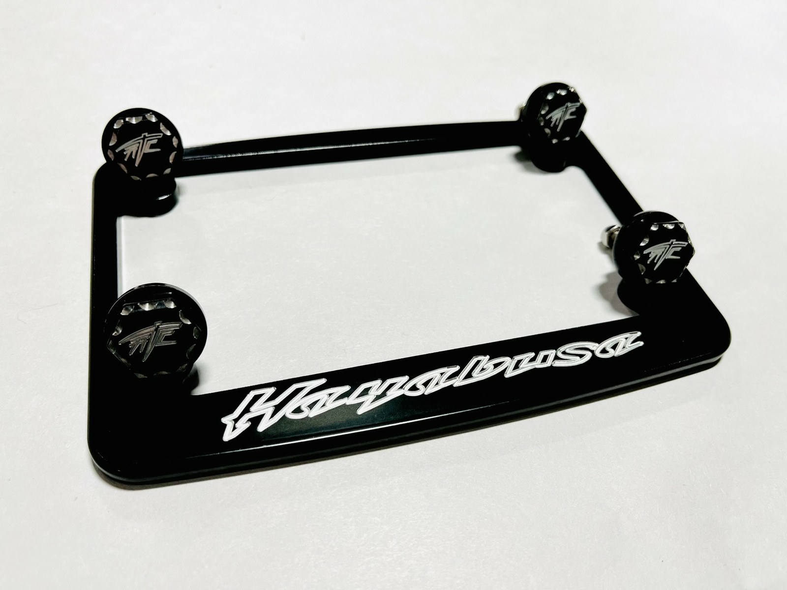 BLACK HAYABUSA LICENSE PLATE FRAME W/ BLACK LICENSE PLATE BOLTS 99-22 ...