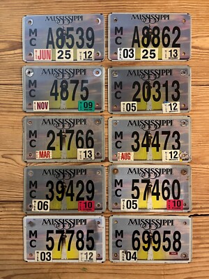 Mississippi Motorcycle License Plates - Lot of 10 - Biloxi Lighthouse ...