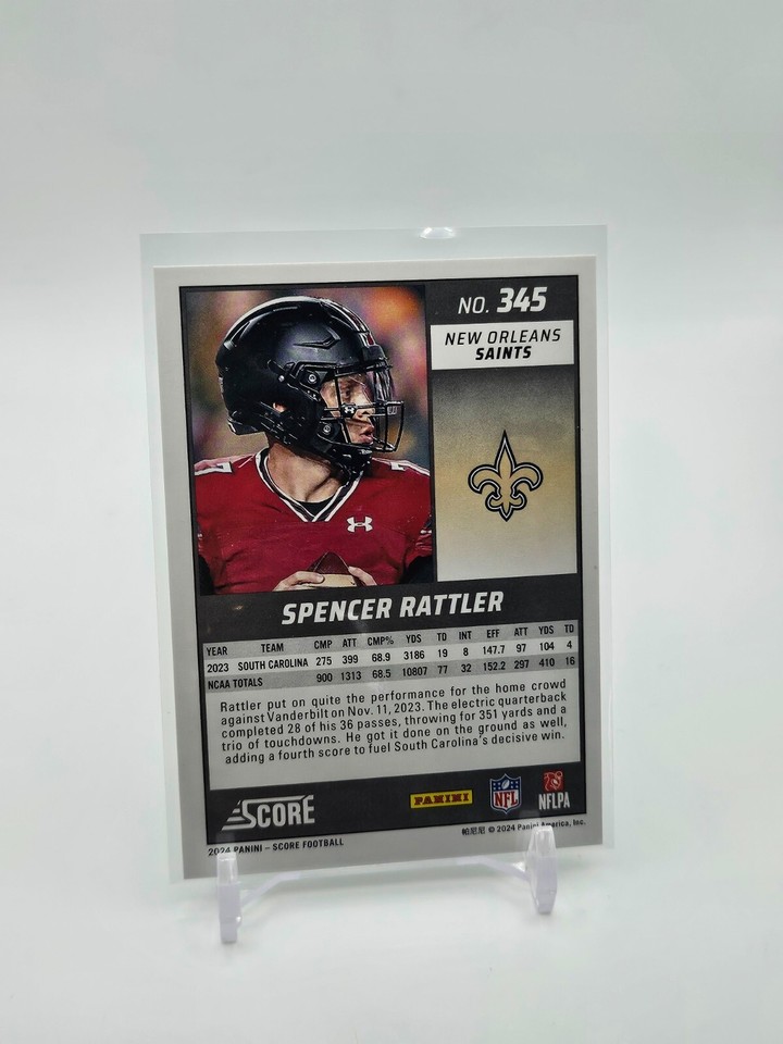 Spencer Rattler ROOKIE CARD "Scorecard" 2024 Panini Score #345 NO ...