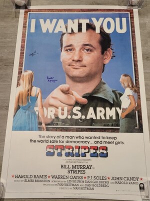 BILL MURRAY & HAROLD RAMIS SIGNED STRIPES MOVIE POSTER, FULL SIZE 40x27 ...