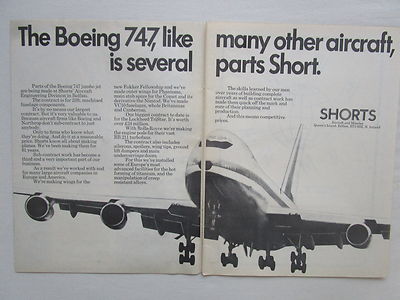 9/1970 PUB SHORTS AIRCRAFT MISSILES BOEING 747 AIRLINER ORIGINAL AD | eBay