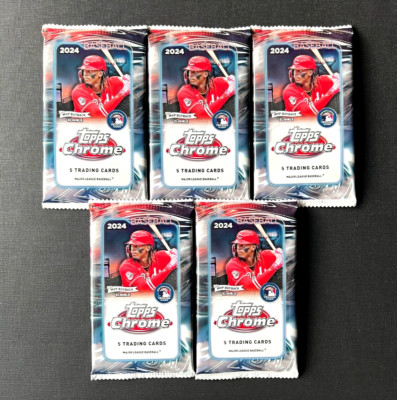 2024 Topps Chrome Packs - Lot of 5 Factory Sealed, Unopened Packs - MVP ...