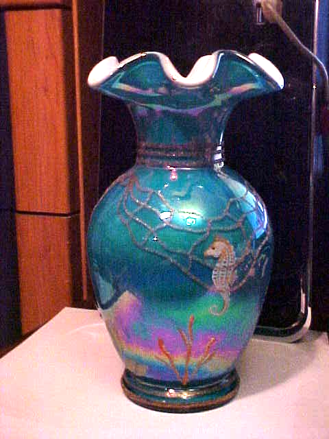 8 1/2" George Fenton Designer Showcase Turquoise Overlay Hand Ptd SEA ...