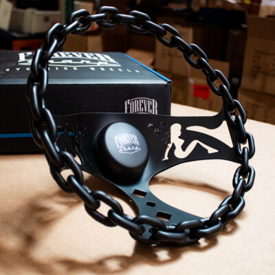 11" Black Chain Steering Wheel with Lady Cutouts and Horn for Chevy ...