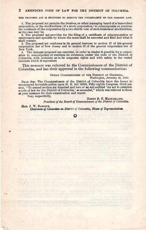 58th Congress,3d Session- House of Rep.-Cmte on Dist. of Col. 2/10/1905 ...
