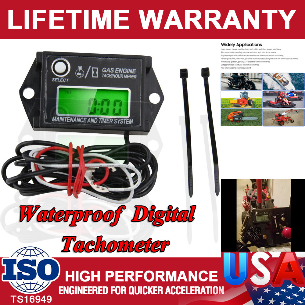 Universal Digital Tach Hour Meter Tachometer Gauge Dirt bike ATV UTV ...