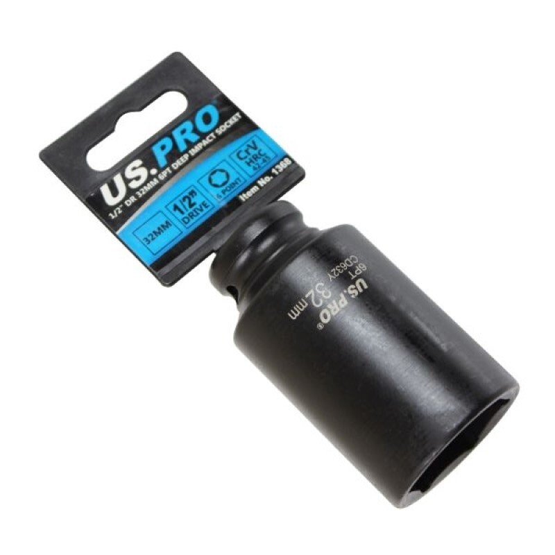 32mm DEEP IMPACT SOCKET by US PRO TOOLS 1/2" drive 6 point single hex ...