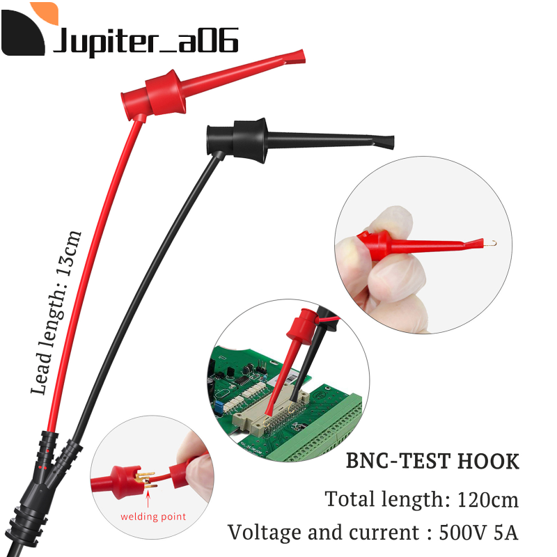 3PCS BNC Test Leads Set Alligator Clip Mini Grabber Hook Stacking ...