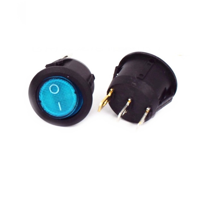10Pcs Mini 3 Pin Round SPDT ON-OFF Rocker Switch Snap-in Blue NEW K98 ...
