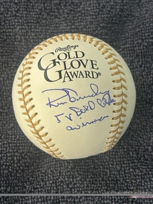 RON GUIDRY SIGNED AUTOGRAPHED 5X GOLD GLOVE OML GOLD GLOVE BASEBALL JSA ...