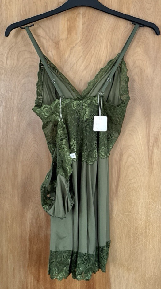Yas Lingeries Lace Babydoll Cami & Panty Set Size M NWT Forest Green | eBay