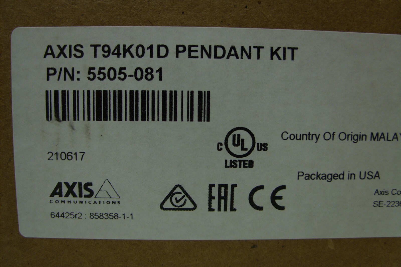 AXIS Communication T94K01D Surveillance Camera Pendant Mounting Kit ...