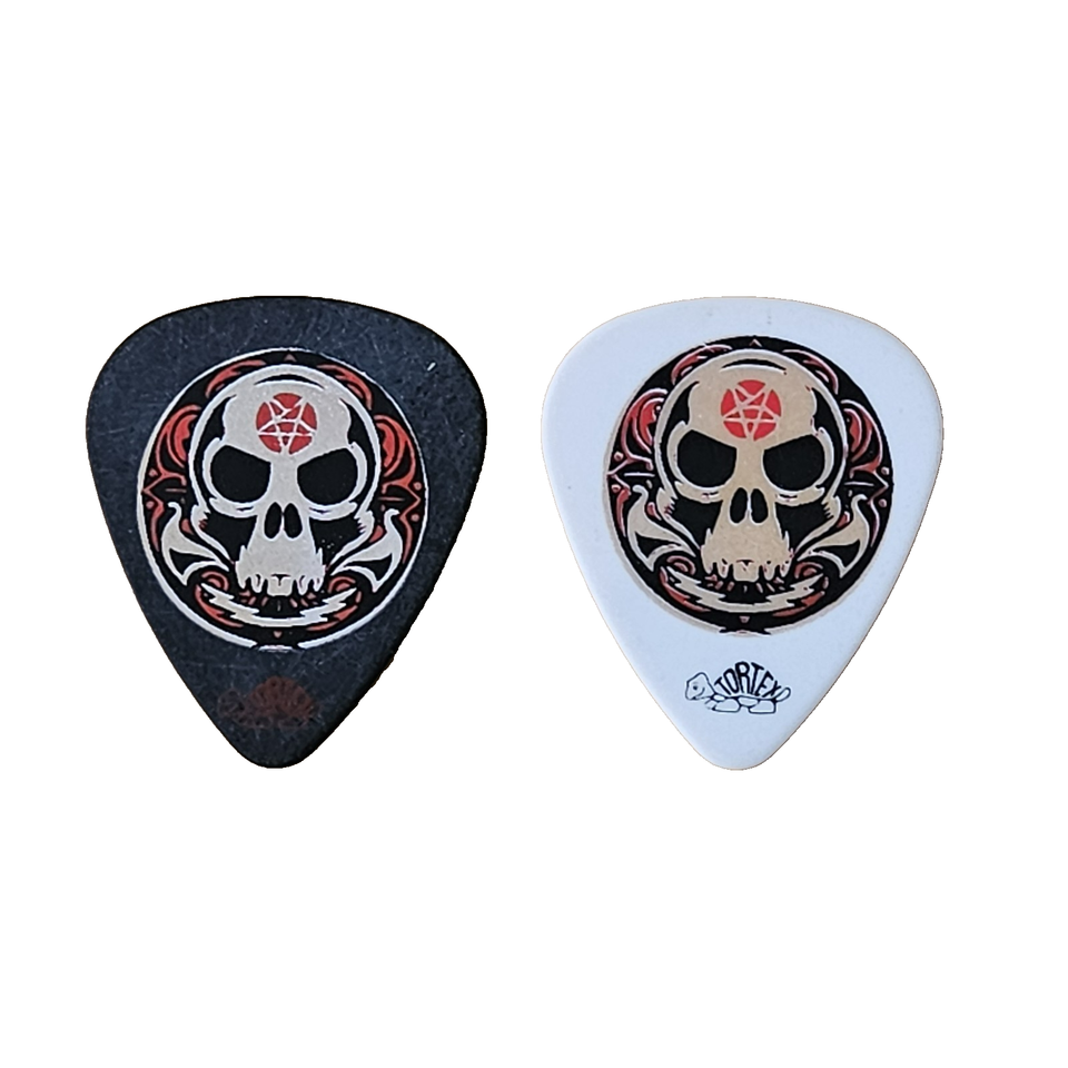 Scott Ian 2 Guitar pick set one Black one White skull art ANTHRAX | eBay