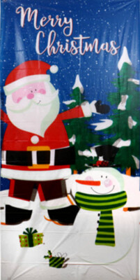 SANTA CLAUS Snowman Scene Setter holiday party wall door cover poster ...