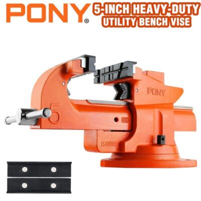 PONY 5-inch Bench Vise Utility Combination Pipe Vise Heavy-Duty 6614 ...