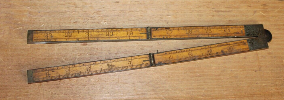 Vintage STANLEY Ruler 72 1/2 Boxwood & Brass Carpenters' Folding Rule ...