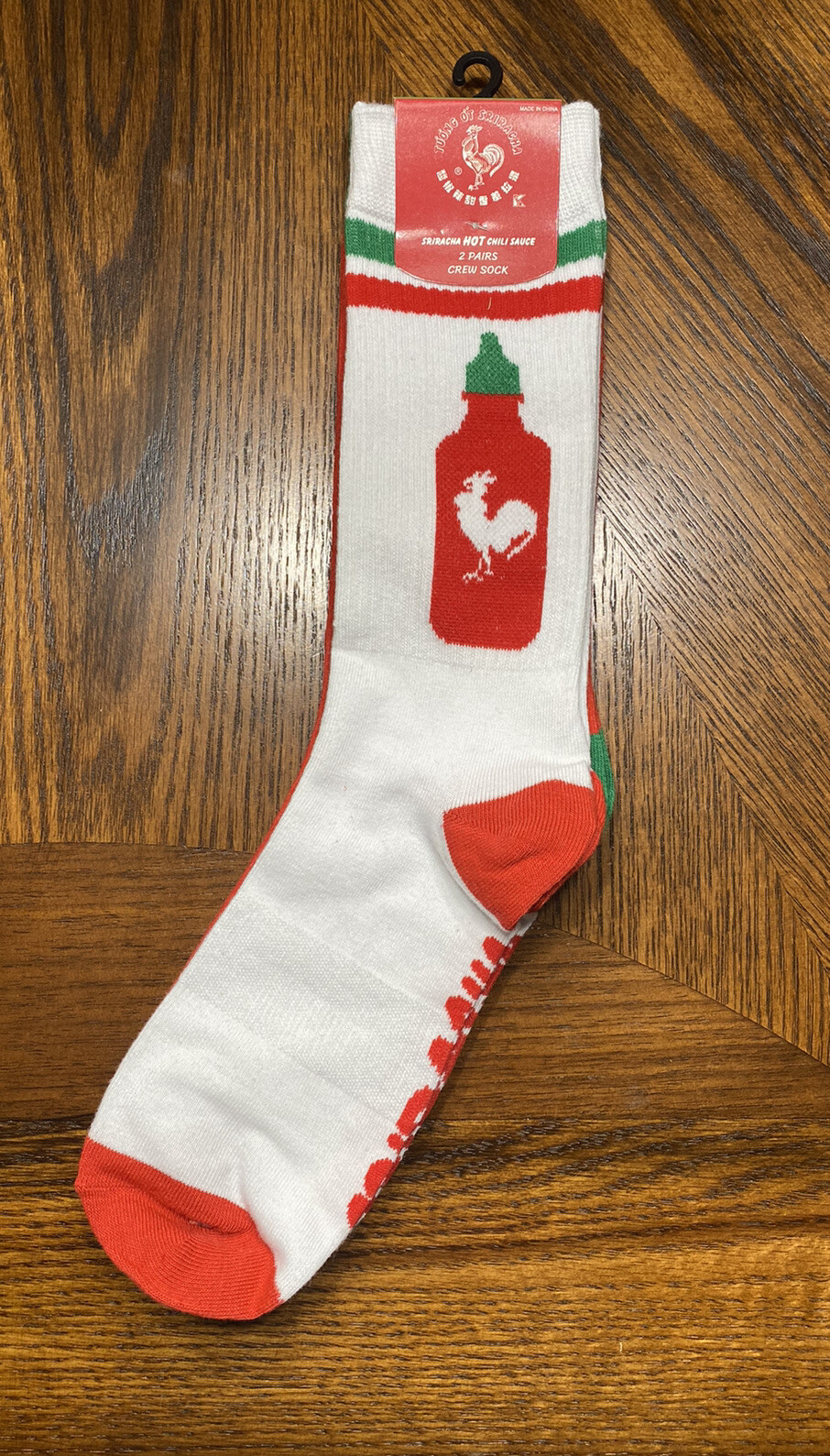 Mad Engine Sriracha Hot Chili Sauce Two Pairs Crew Socks Men Size 8-12 ...