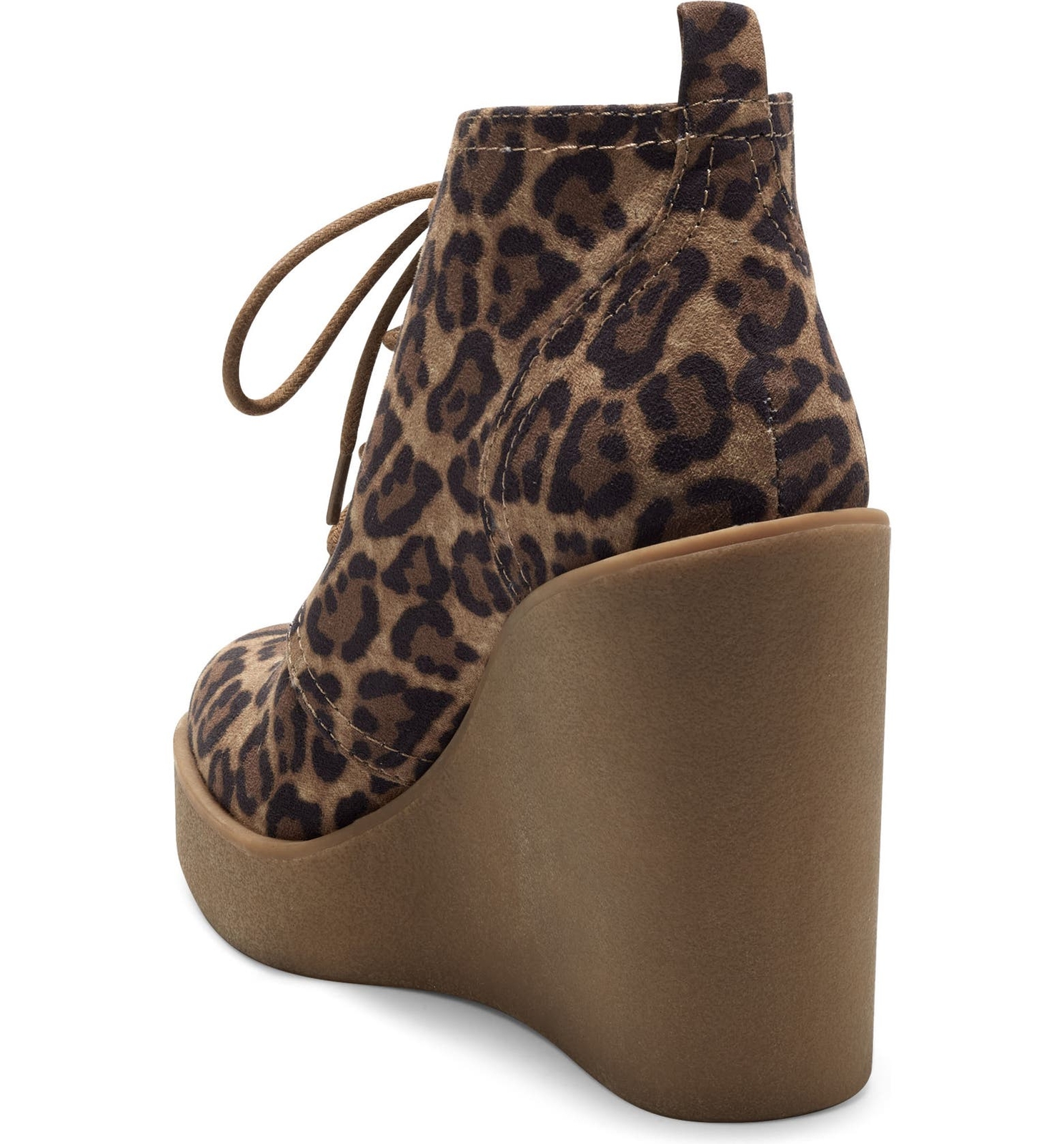 Jessica Simpson Mesila Leopard Wedge Closed Round Toe Lace Up Ankle ...