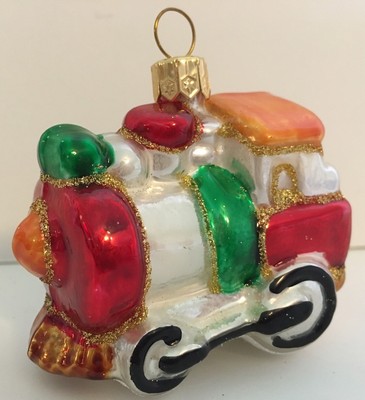 POLISH GLASS TOY TRAIN CHRISTMAS ORNAMENT BY IMPULS RED GREEN WHITE ...