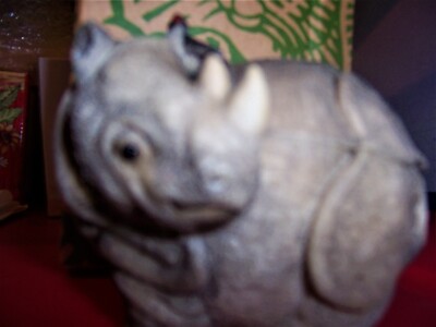 NIB STONE CRITTERS Animal Collection Hand Crafted Rhino and Tick Bird ...