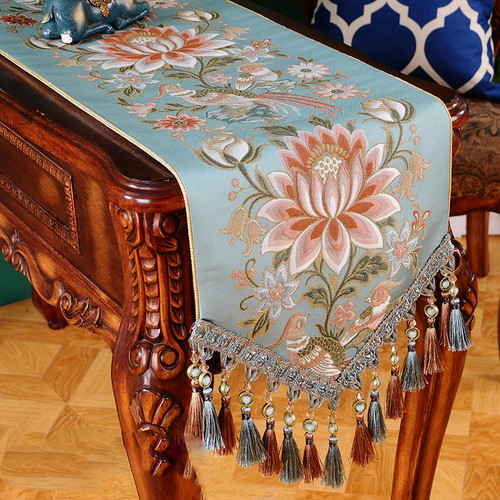 Embroidery Table Runner Retro Jacquard Long Tablecloth Sideboard ...