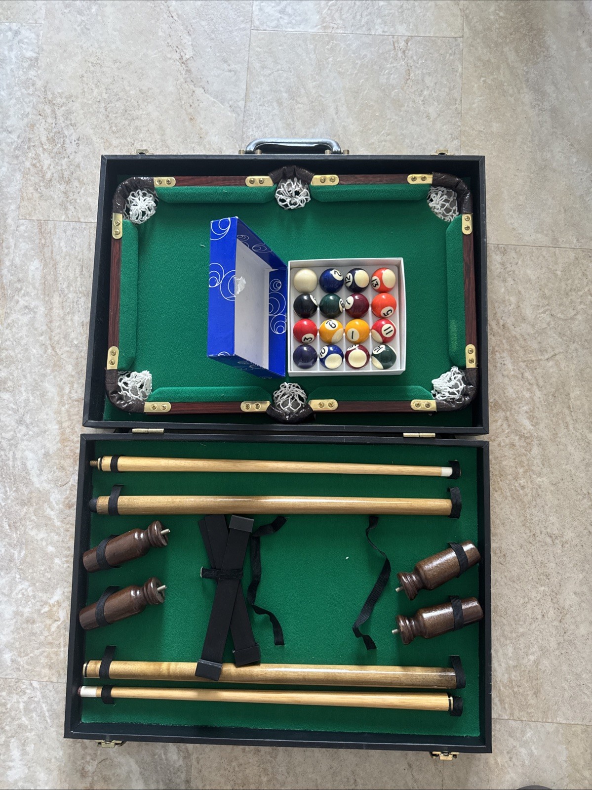 mini tabletop pool table small billiards game With Carrying Case 18x12 ...