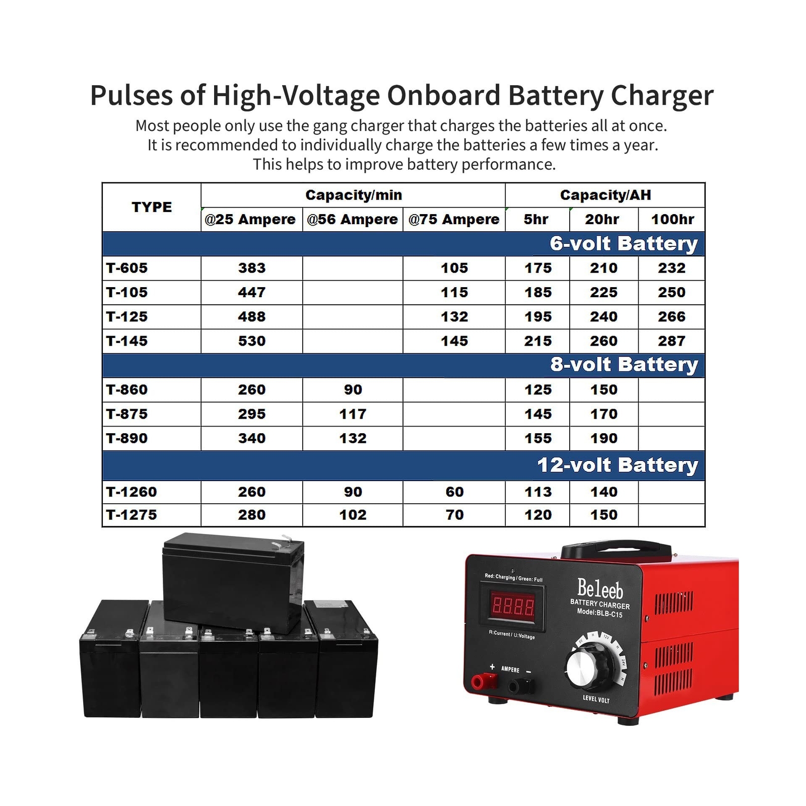 Beleeb C15 Multiple Voltage Battery Charger 6V 8V 12V 24V Lead-Acid ...