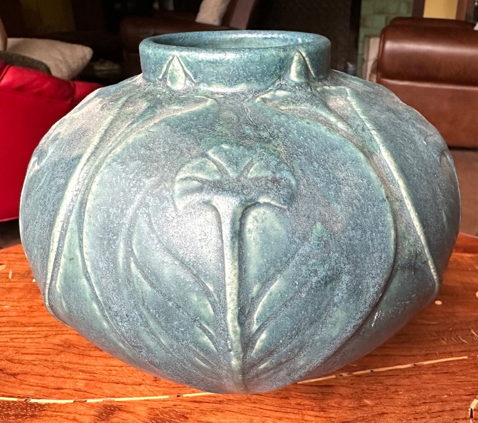 Large Van Briggle Pottery 1909 vase #761 Arts & Crafts matte Blue | eBay