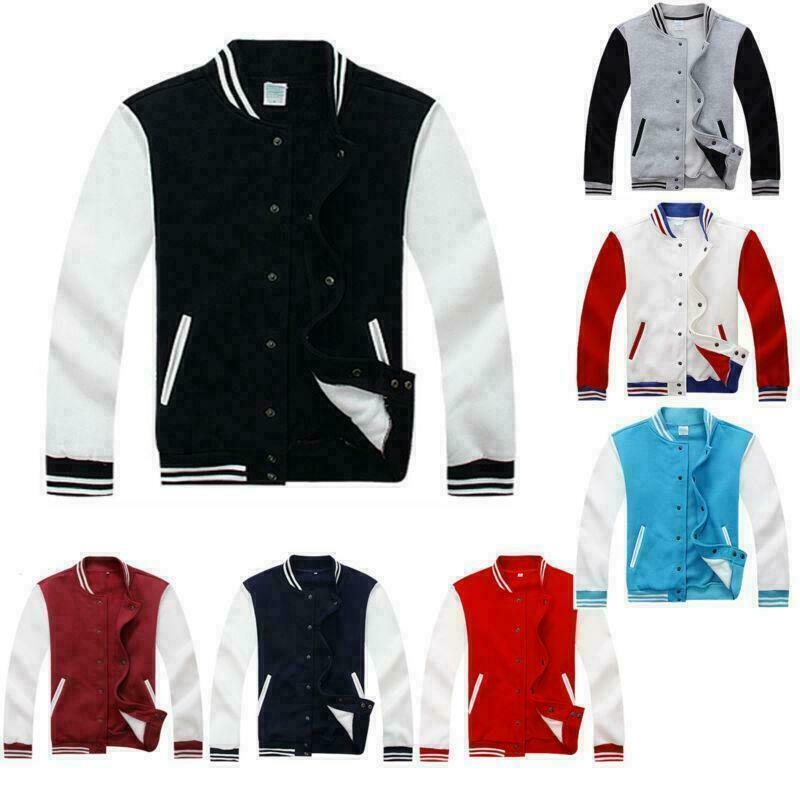 Men Varsity Jacket University Letterman Baseball College Coat Fashion ...