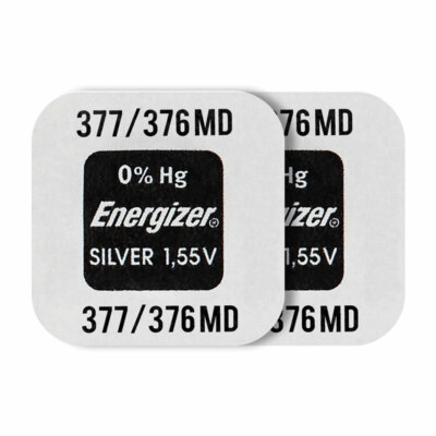 2 x Energizer 377 376 batteries Silver Oxide 1.55V SR66 SR626SW Watch ...