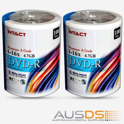 200 X Intact DVD blank disc media - Printable DVD-R discs matt - 16X ...