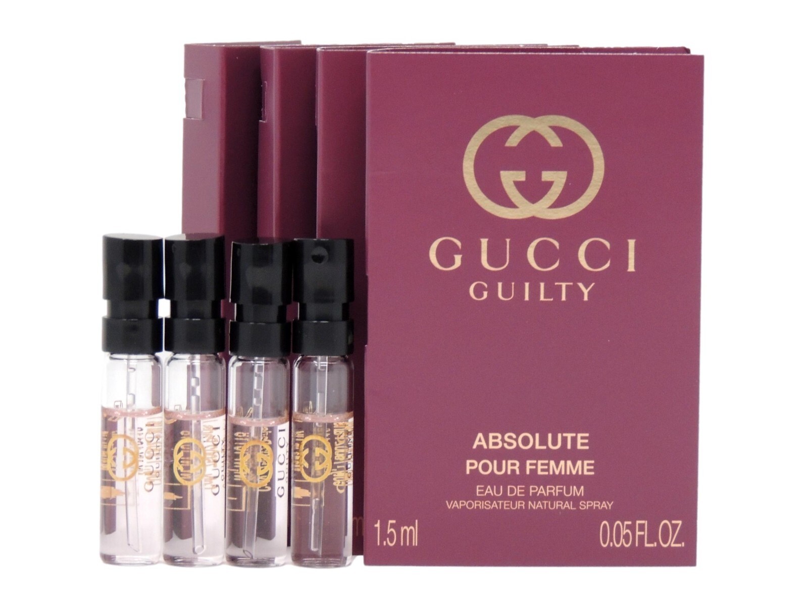 GUCCI GUILTY ABSOLUTE POUR FEMME EDP 1.5ml .05fl oz x 4 PERFUME SPRAY ...