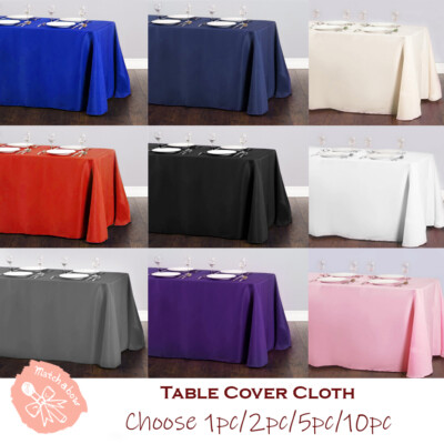 90" x 132" Rectangle 8ft Tablecloth Table Cover Party Wedding Linen | eBay