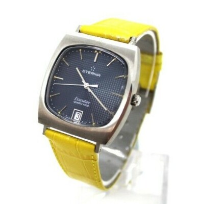 Quartz Watch Eterna Executive 4000 With Date And Watch Strap Yellow | eBay