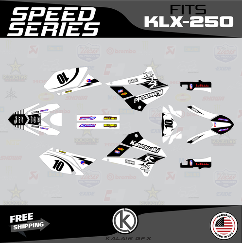 Graphics Kit for Kawasaki KLX250 (2008-2020) KLX 250 Speed-White | eBay